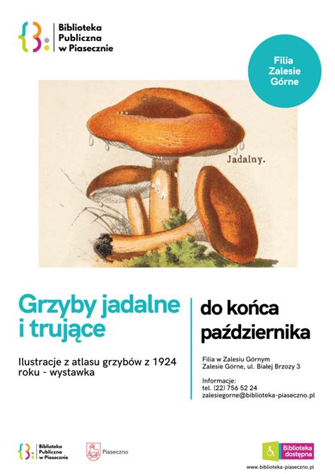 Grzyby jadalne i trujące wystawka ilustracji Biblioteka Publiczna w
