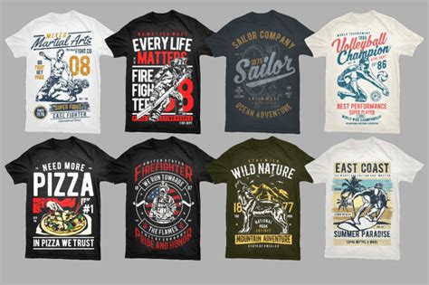 A Large Preview Of The Vector T Shirt Designs Included In The Package