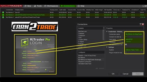 Connect rithmic to ninjatrader brokerage طريقة ربط إختبار Earn2trade