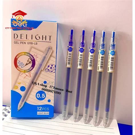 Bút bi nước mực gel bấm nhiều màu 0 5mm Deli xinh xắn nhanh khô viết