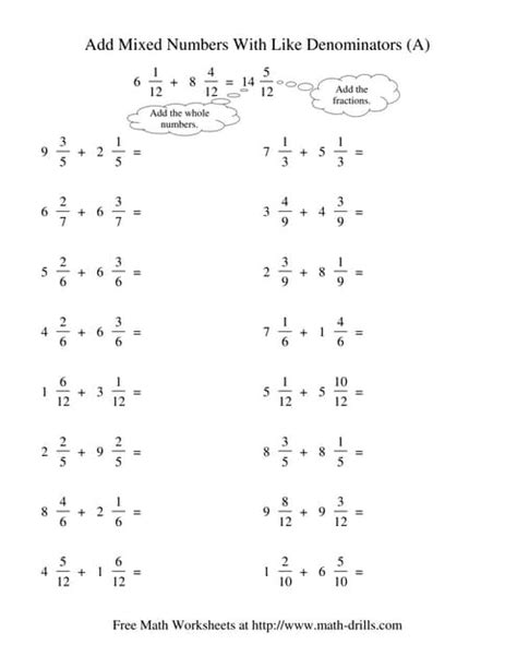 adding mixed numbers pdf