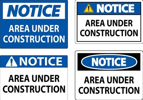 Área de señales de aviso en construcción Vector Premium
