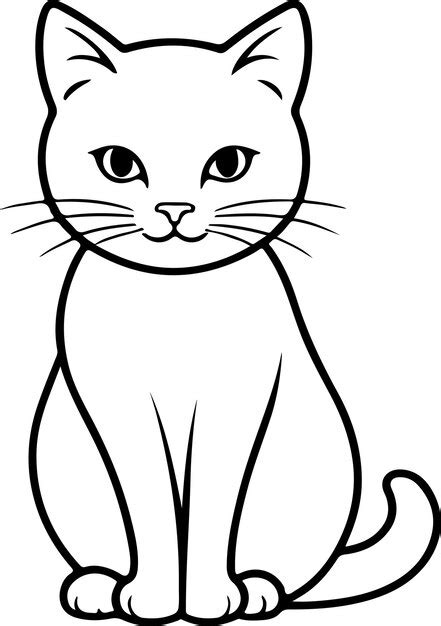 Cute Cat Line Art Vector Illustration Premium AI Generated Vector