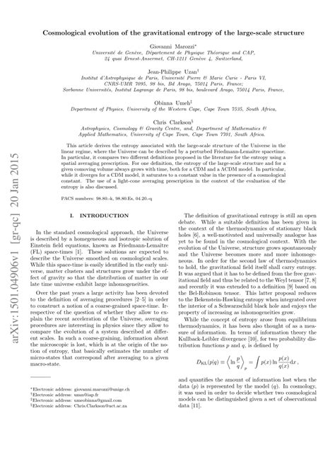 pdf cosmological evolution of the gravitational entropy of the large scale structure