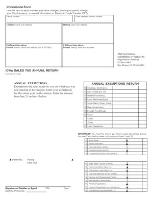 Fillable Online Information Form ANNUAL EXEMPTIONS RETURN
