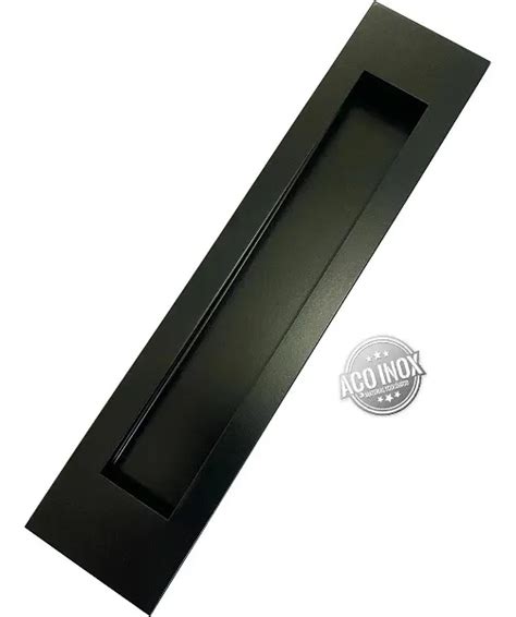 Puxador Concha De Embutir Para Portas De Correr Inox Preto Fosco 6x