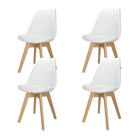 Kit 4 Cadeiras Charles Eames Leda Luisa Saarinen Design Wood Estofada