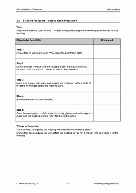 Standard Operating Procedures Template Desalas Template