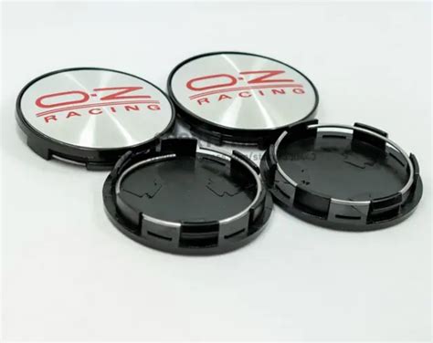 4X68MM OZ RACING Silver Red Wheel Center Hub Caps Rim Caps Decals EUR