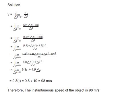 Example Of Instantaneous Speed
