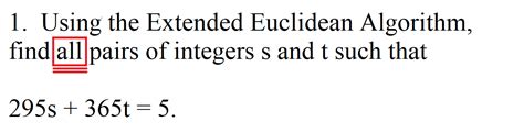 solved using the extended euclidean algorithm find all pairs