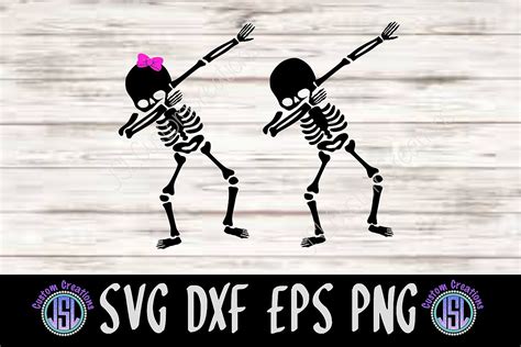 Dabbing Skeleton Set Of 2 Bundle SVG DXF EPS PNG File