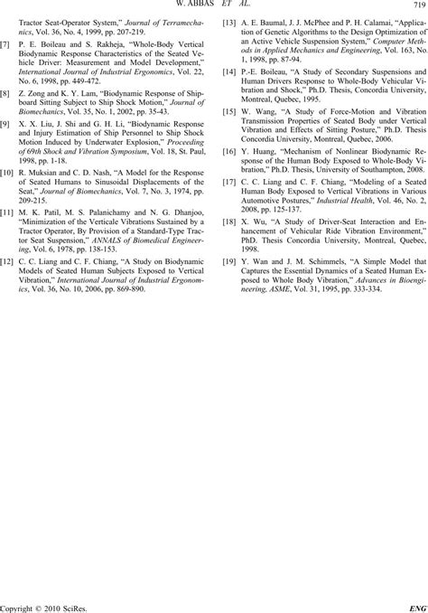 optimization of biodynamic seated human models using genetic algorithms