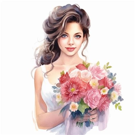 Premium Ai Image There Is A Woman Holding A Bouquet Of Flowers In Her