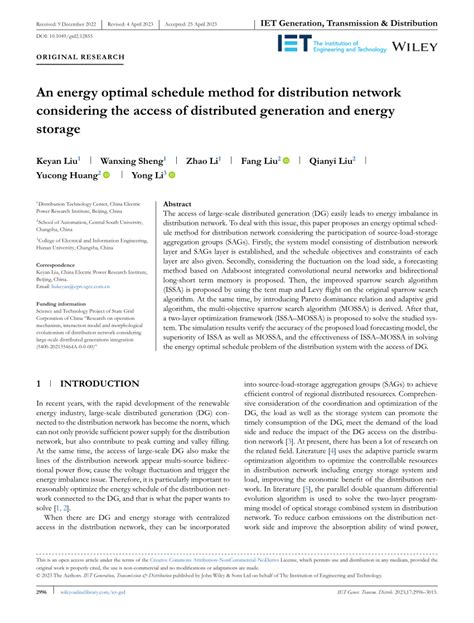 pdf an energy optimal schedule method for distribution network considering the access of