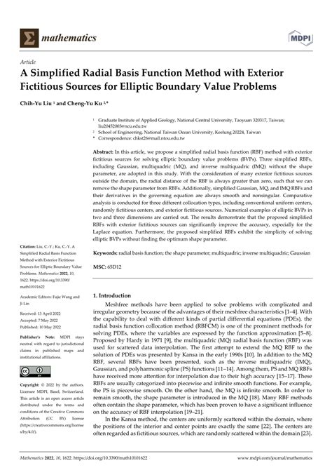 pdf a simplified radial basis function method with exterior fictitious sources for elliptic