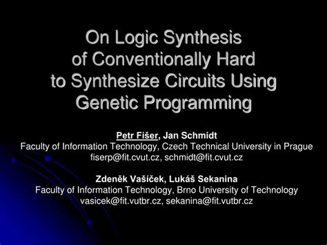 ppt on logic synthesis of conventionally hard to synthesize circuits using genetic programming