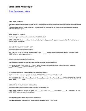 Fillable Online Same Name Affidavit Fax Email Print PdfFiller