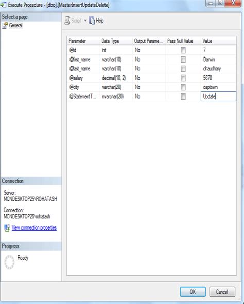 select insert update delete using stored procedure in sql server