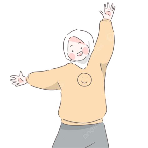 이슬람 만화 Chibi 귀여운 이슬람 소녀 흰색 Hijab 노란색 재킷 미소 행복 행복하다 웃다 만화 Png 일러스트 및 Psd 이미지 무료 다운로드 Pngtree