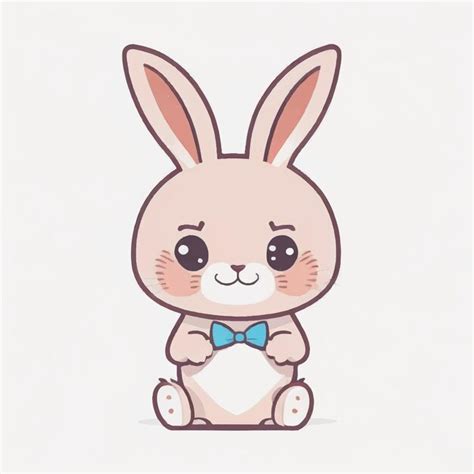 Ilustración de diseño de vector de dibujos animados lindo conejo