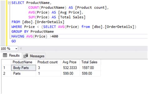 sql average function to calculate average of a set of sql server rows