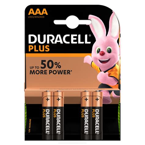 Duracell AAA Plus Power Pack Of 4 Premier Batteries