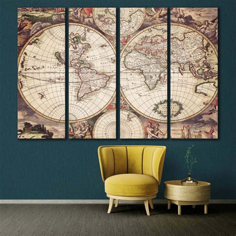 World Map Wall Art 1720 Old World Map Historic Map Antique Etsy