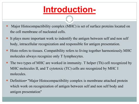 Mhc Major Histocompatibility Complex Ppt