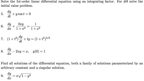 solved solve the 1st order linear differential equation