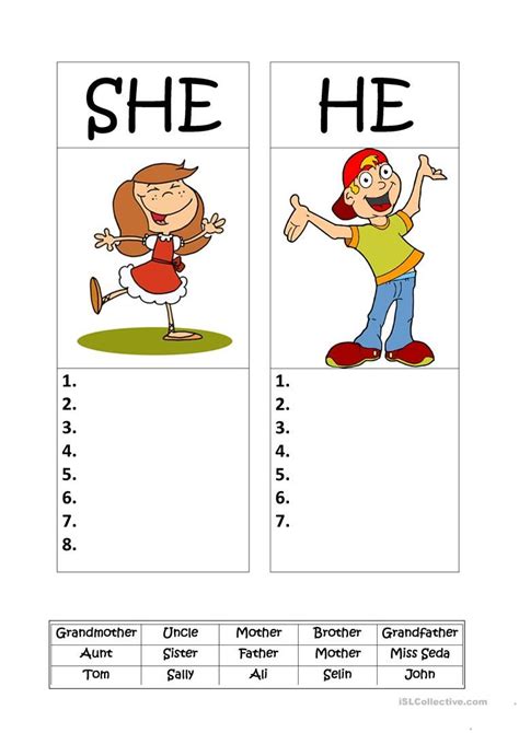 HE Or SHE Worksheet Free ESL Printable Worksheets Made By Teachers