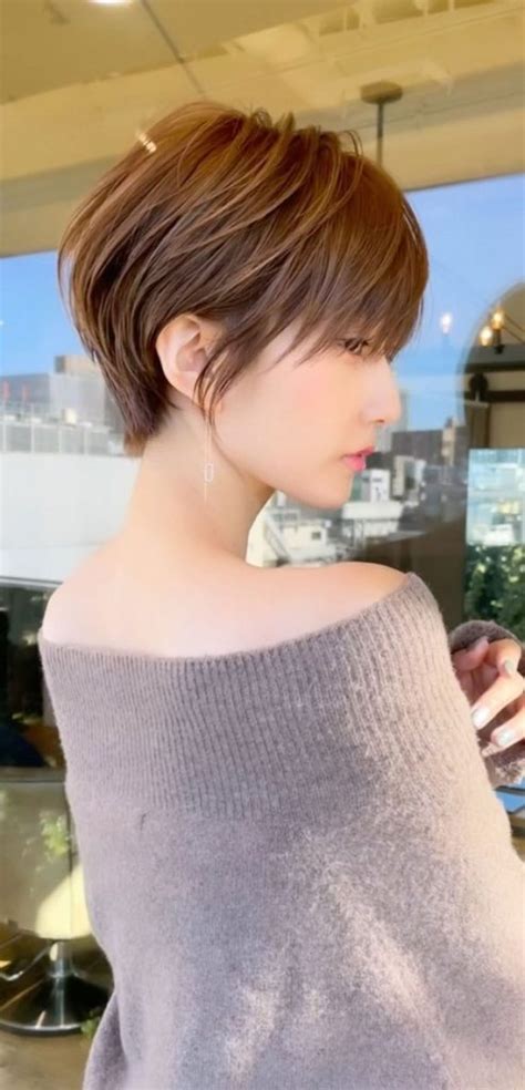 Cute Short Hair With Bangs Korean Style Milk Tea Bixie Cut With Bangs