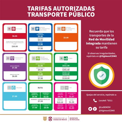 Tarifas de Transporte Público Vigentes