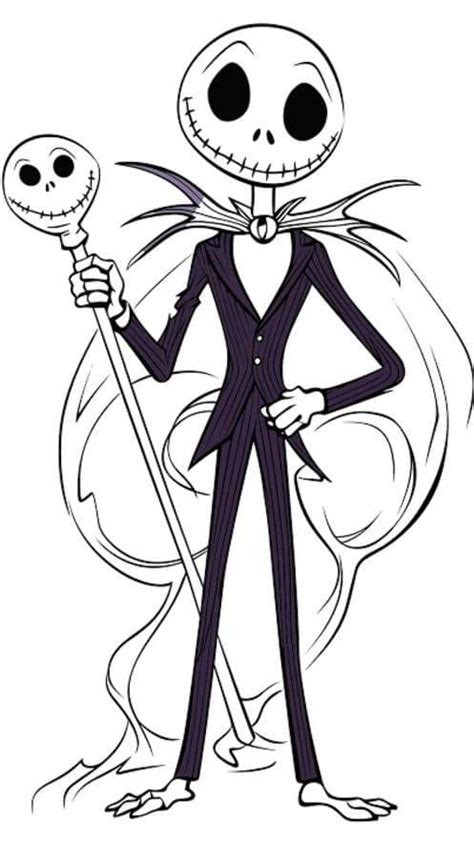 Coloriage Monsieur Jack Tenant Une Grande Canne Dessin Gratuit Imprimer