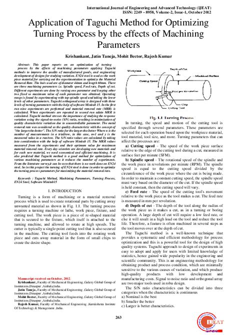 pdf application of taguchi method for optimizing turning process by the effects of machining