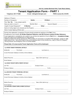 Fillable Online Tenant Application Form PART 1 Fax Email Print PdfFiller