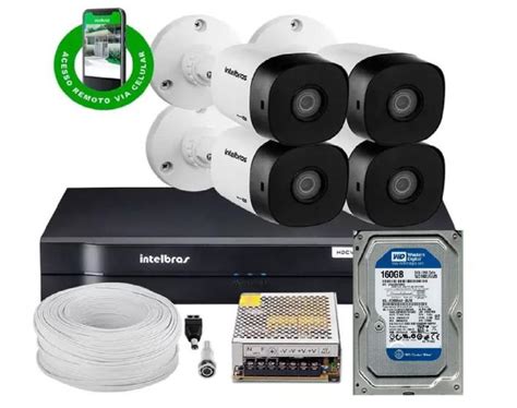 Kit Cftv 4 Câmeras 1120B Bullet 720P Dvr 8 Canais Intelbras Mhdx Hd