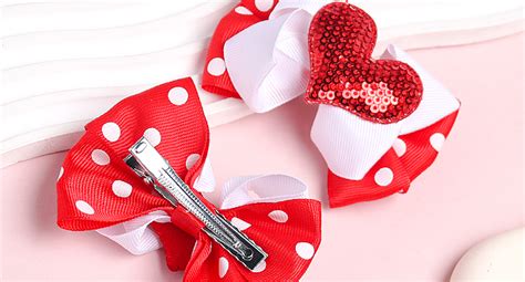 Amazon Valentine S Day Hair Clips Bow Knot Red White Heart Sequin