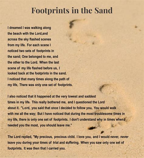Printable Footprints In The Sand Poem