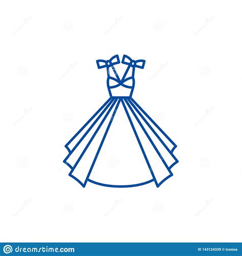 L Nea Concepto Del Vestido De Boda Del Icono S Mbolo Plano Del Vector