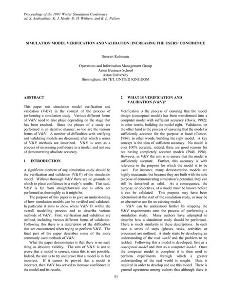 simulation model verification and validation