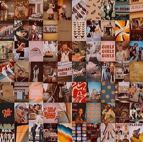 70PCS Vintage Wall Collage Kit Aesthetic Pictures 4x6 Warm Color Room