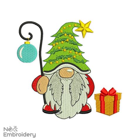 Christmas Tree Gnome Embroidery Designs Christmas Embroidery Design