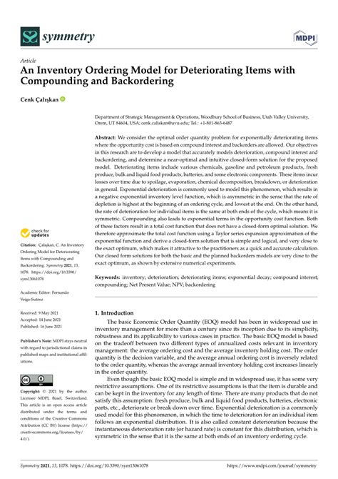 pdf an inventory ordering model for deteriorating items with compounding and backordering