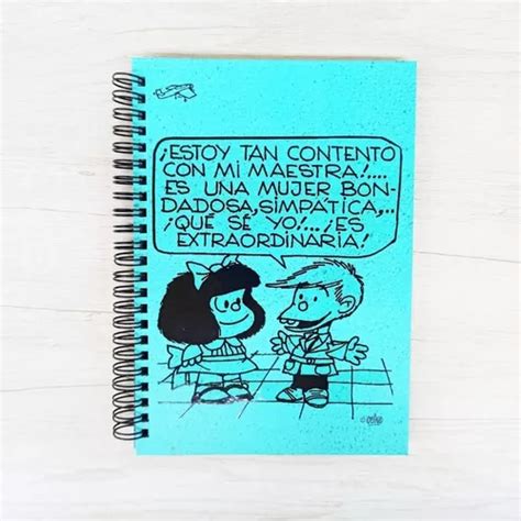 Cuaderno A Rayado Mafalda Educacion Celeste Tapa Dura
