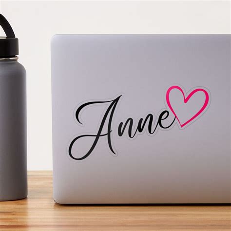 Anne Name Calligraphy Pink Heart Sticker For Sale By Xsylx In 2024