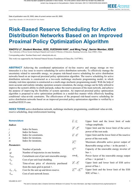 pdf risk based reserve scheduling for active distribution networks based on an improved