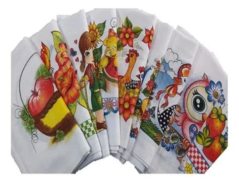 Pano De Prato Estampado Bainha Atacado Kit 10 Peças Parcelamento