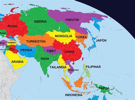 Mapa Mundi Asia Con Nombres