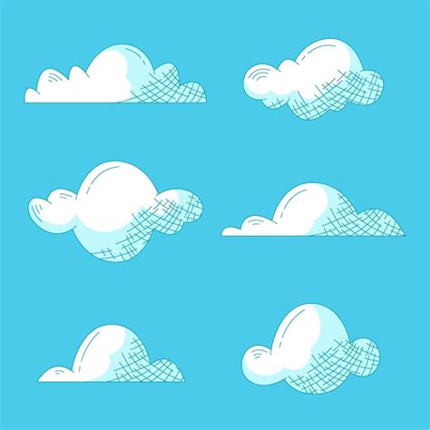 Grabado colección nubes dibujadas a mano Vector Gratis